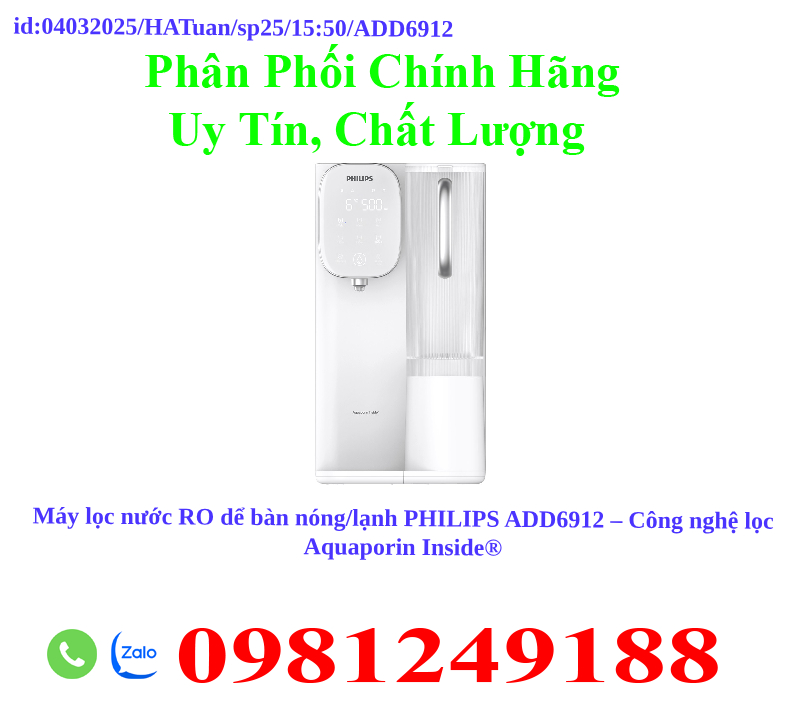 Máy lọc nước RO dể bàn nóng/lạnh PHILIPS ADD6912